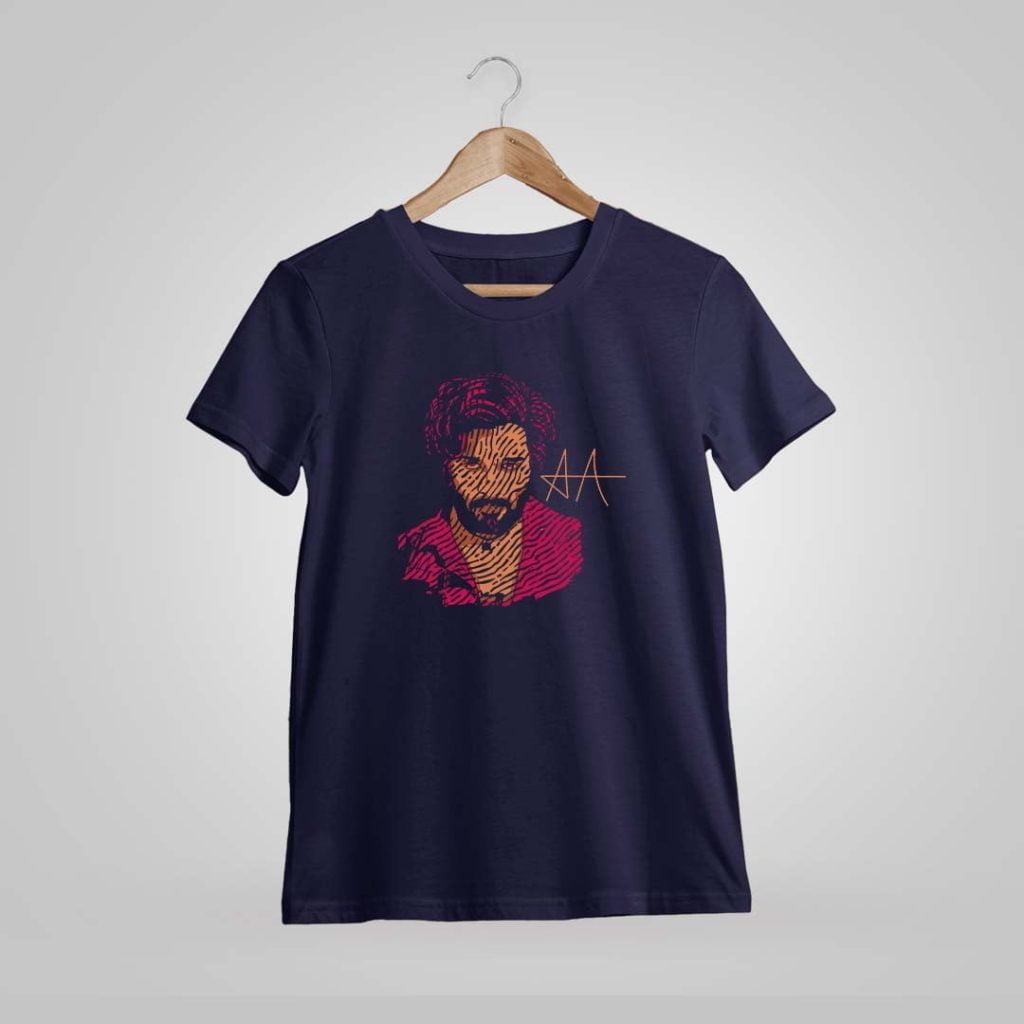 Allu Arjun Sign Men Half Sleeve Navy Blue Telugu Movie T Shirt - Crazy ...