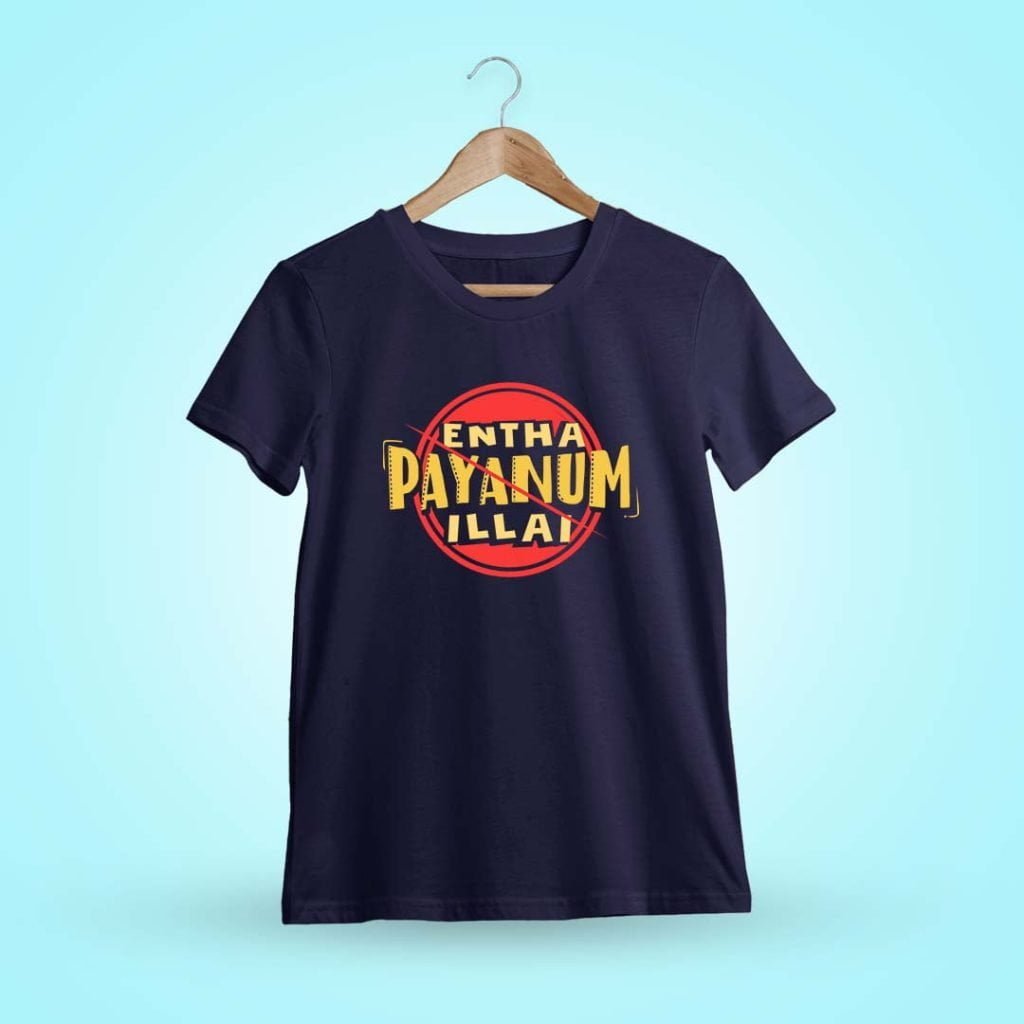 Endha Payanum Illa Slash Men Half Sleeve Navy Blue Crazy Tamil T-Shirt ...